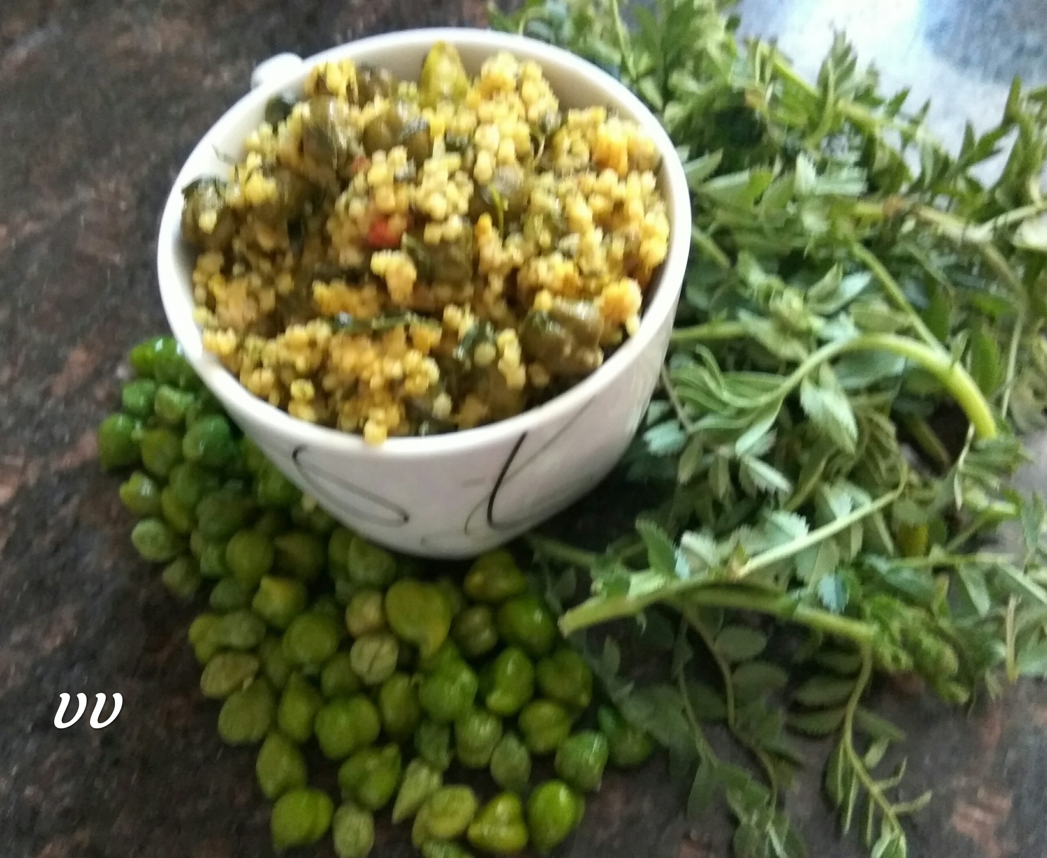 Fresh Green Chana and Saag Pulav | The Millet Table